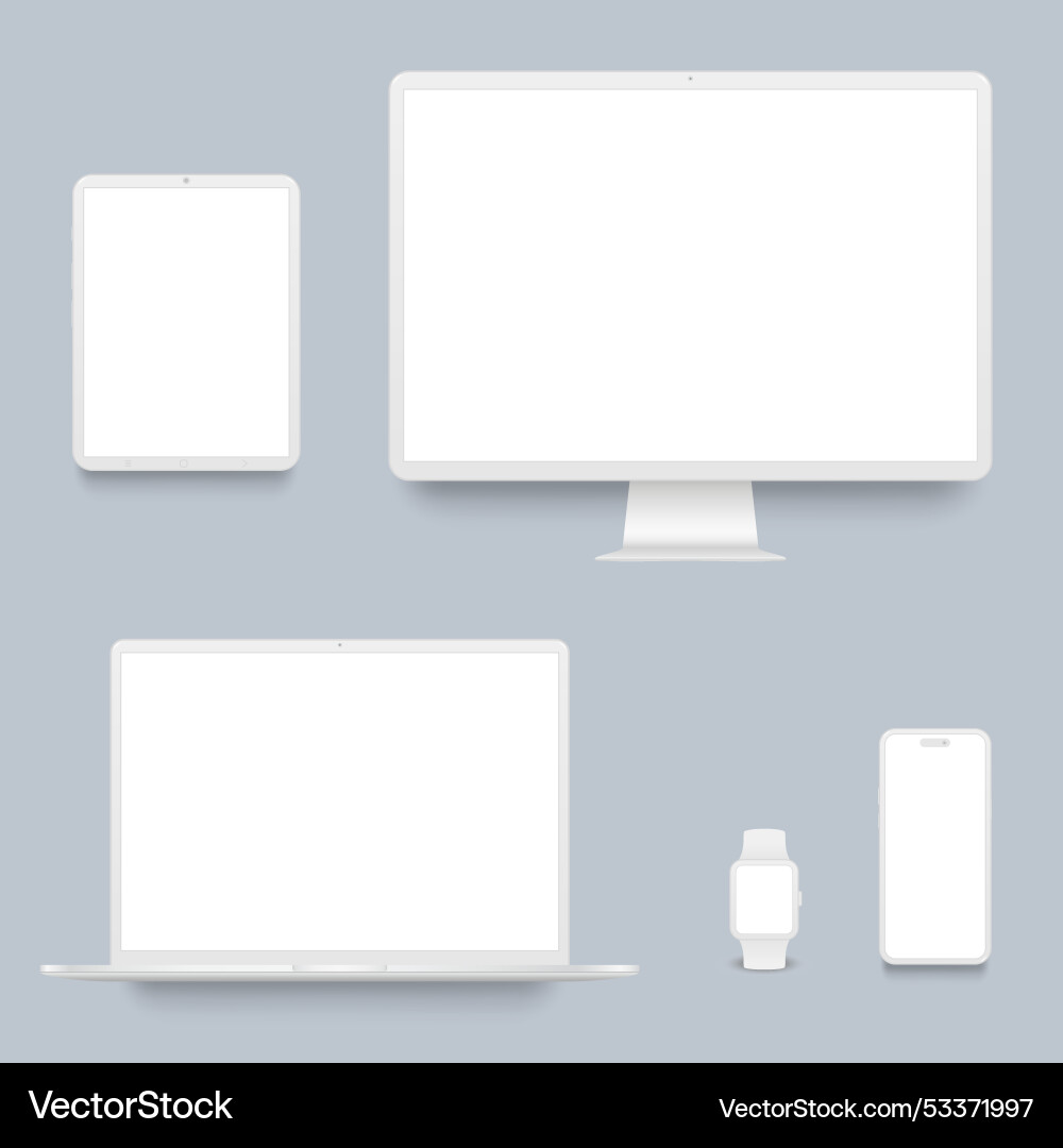 White desktop computer laptop smartphone tablet Vector Image