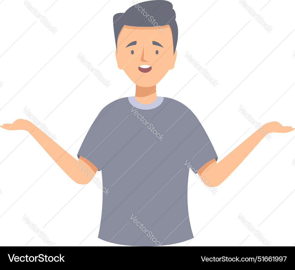 Young man shrugging shoulders with questioning Vector Image