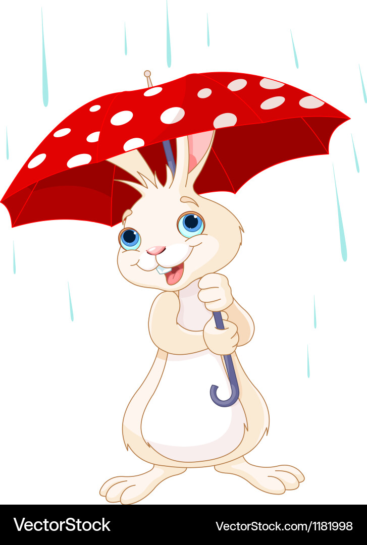 Bunny under umbrella Royalty Free Vector Image