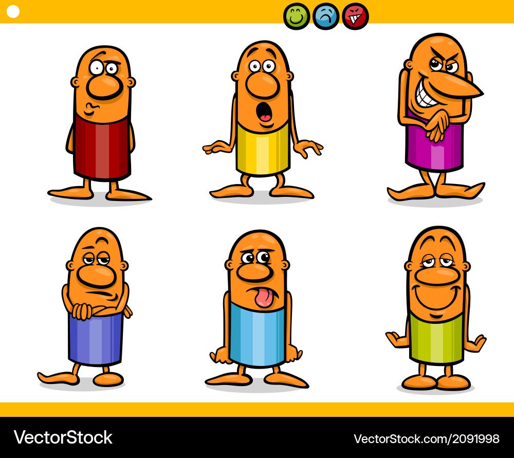 Cartoon people characters emotions Royalty Free Vector Image