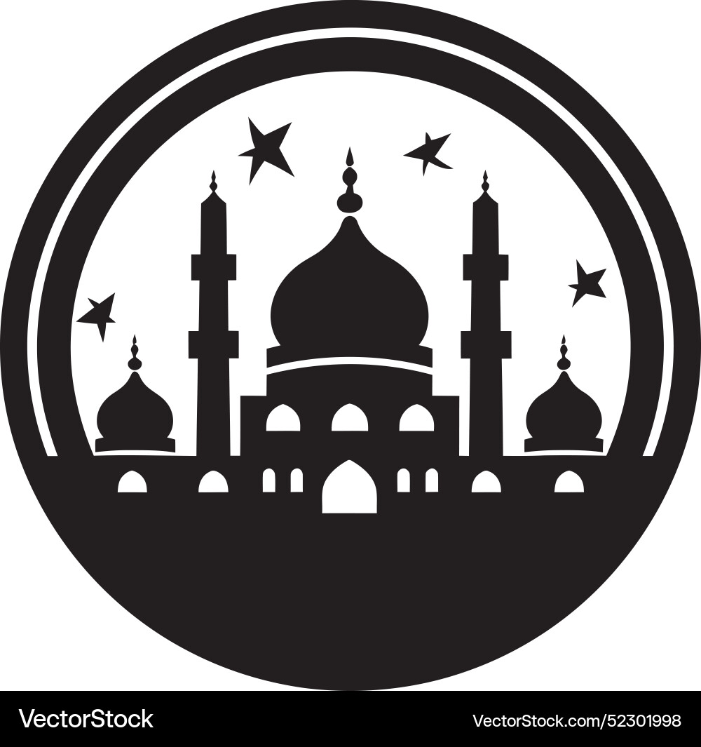 Expressive black sketch mosque artcontrast Vector Image