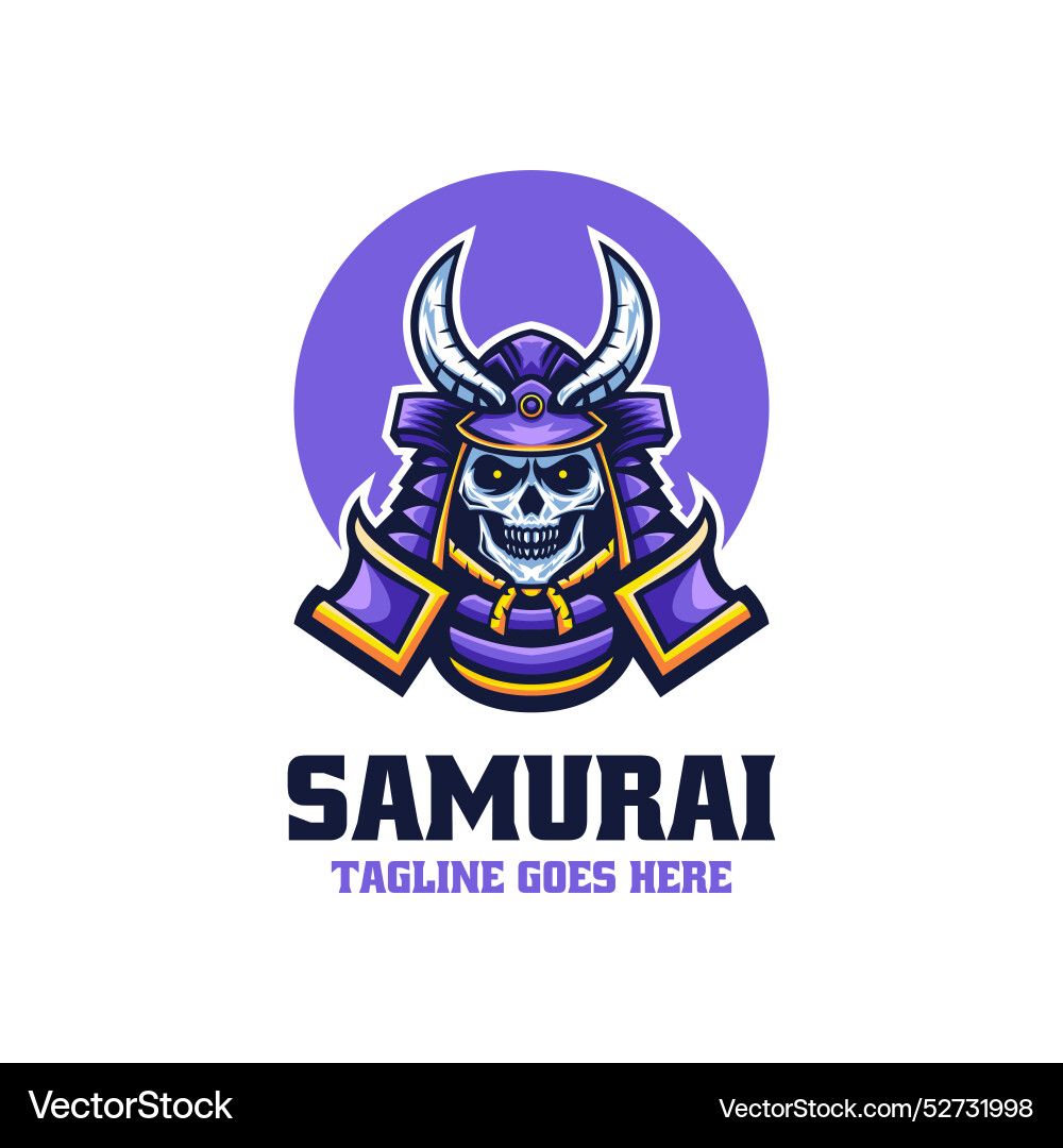 Logo samurai e- sport and style Royalty Free Vector Image