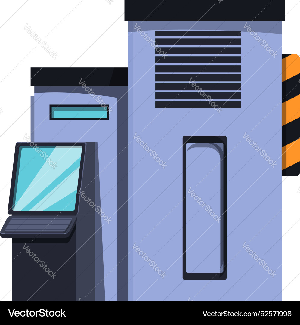Modern building with touchscreen kiosk showing Vector Image