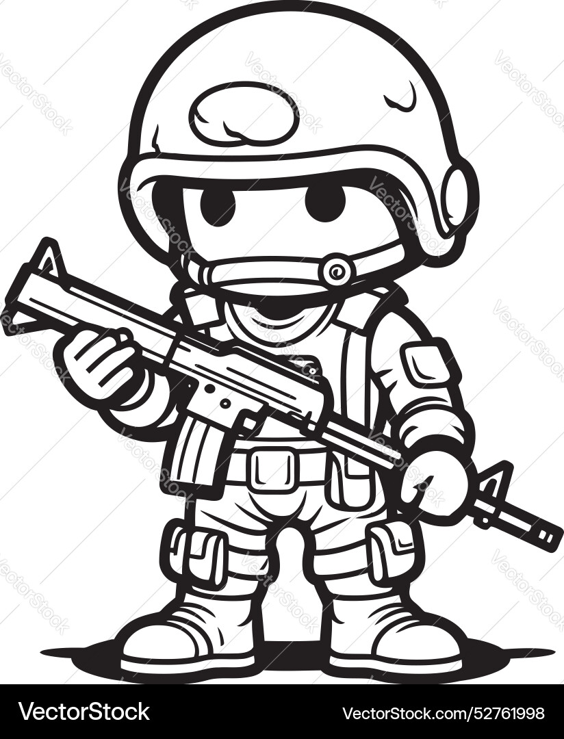 Playful patrol platoon doodle soldier emblem Vector Image