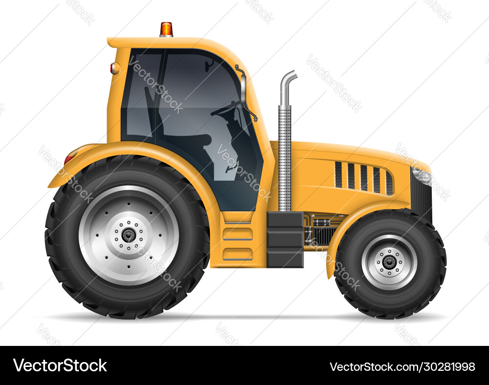 Realistic tractor side view Royalty Free Vector Image