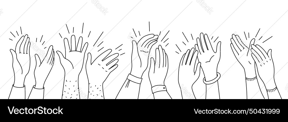 Doodle applause hands silhouettes clapping arms Vector Image
