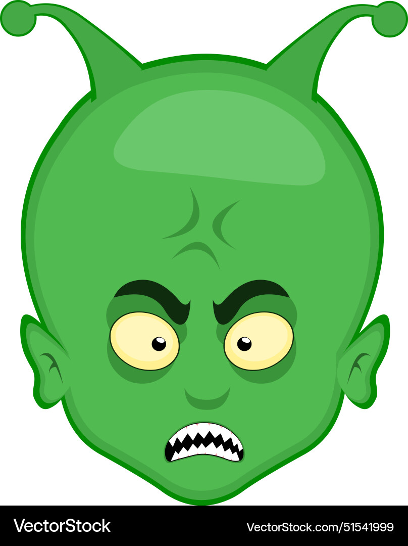 Green alien et head cartoon furious sharp teeth – Royalty-Free Vector ...