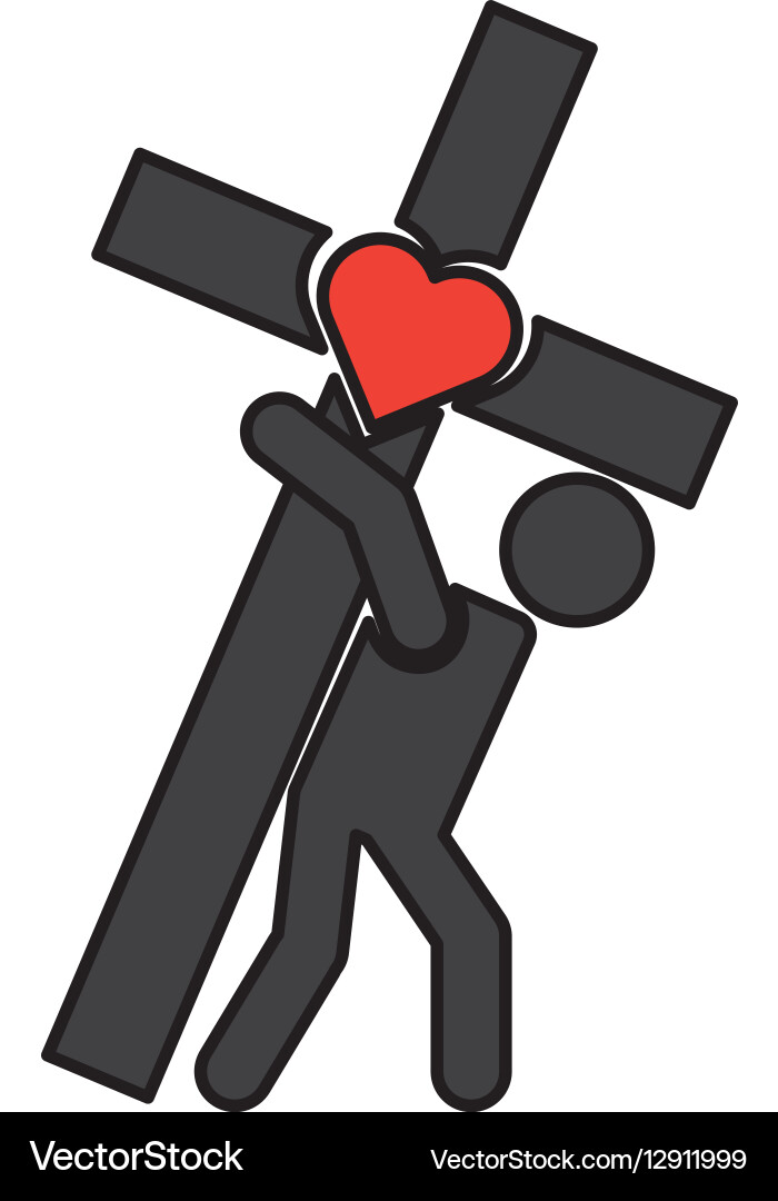Human silhouette carrying the cross Royalty Free Vector