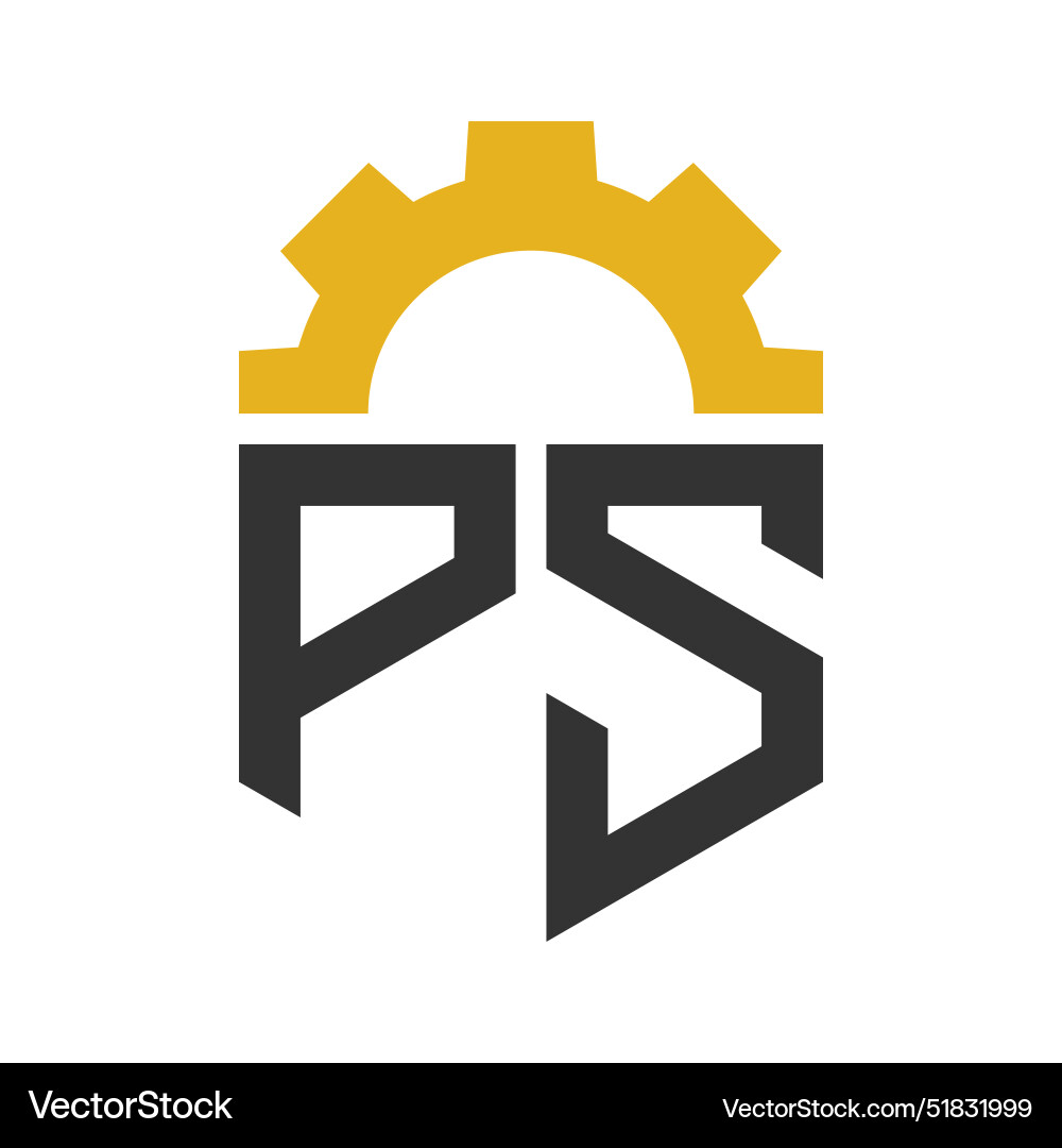 Letter ps gear logo design for service center Vector Image