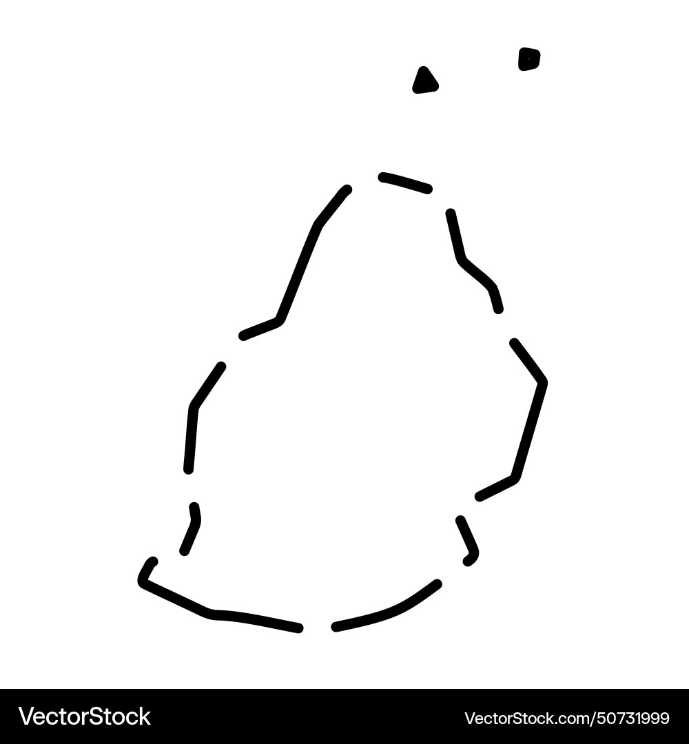 Mauritius simplified broken outline map Royalty Free Vector