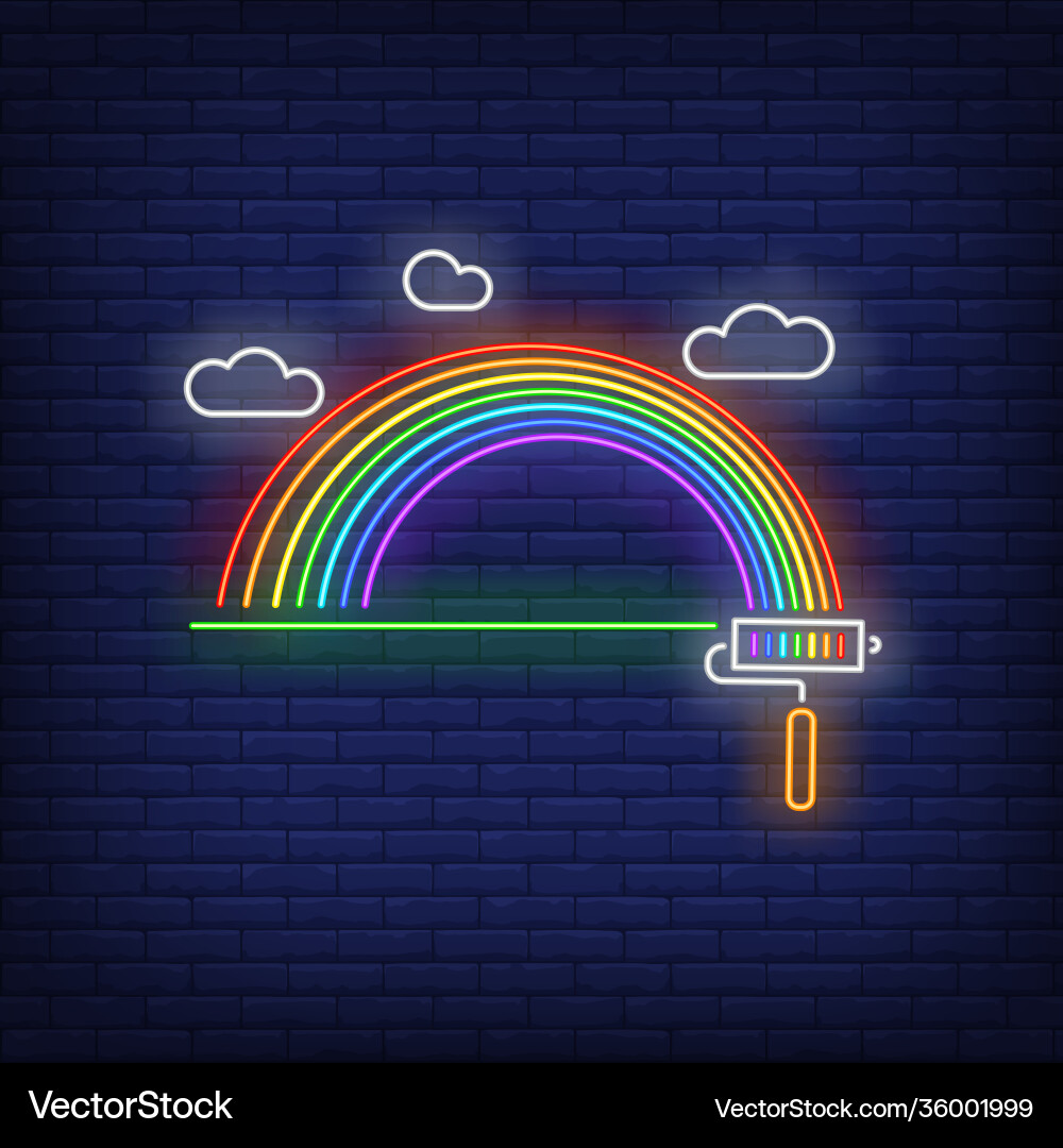 Painted rainbow neon sign Royalty Free Vector Image
