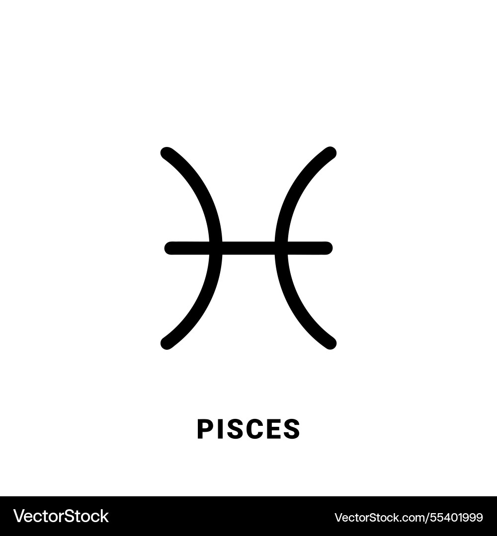 Pisces zodiac sign black symbol single element Vector Image