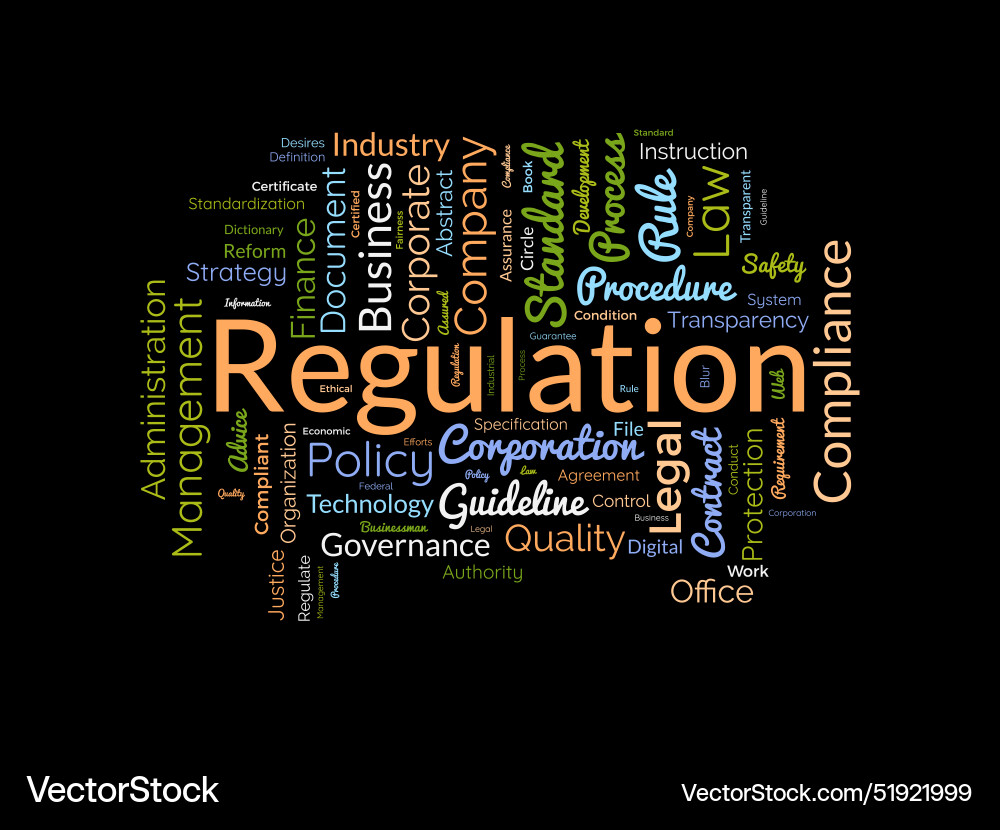 Regulation wordcloud template business concept Vector Image