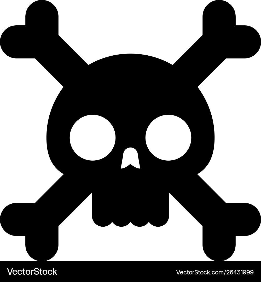 Skull with bones flat symbol horror silhouette Vector Image