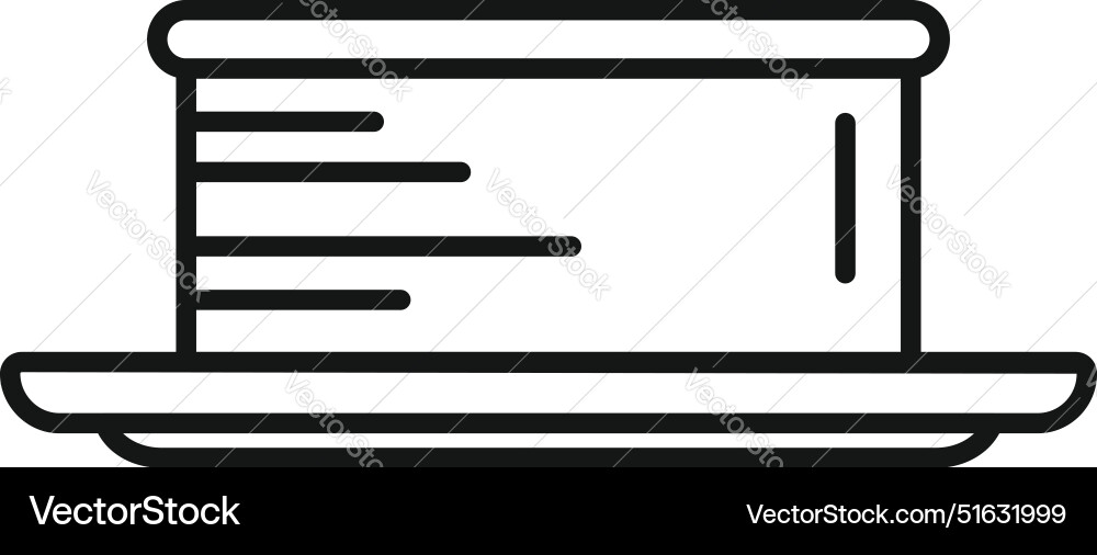 Square cake on plate minimalist line art icon Vector Image