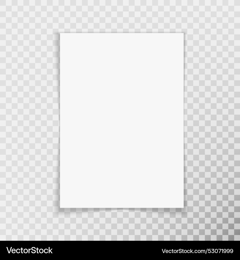 White blank paper page with shadow on transparent Vector Image