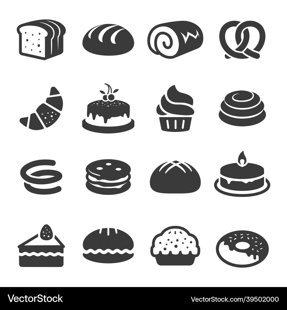 Bakery and cake icons set images Royalty Free Vector Image
