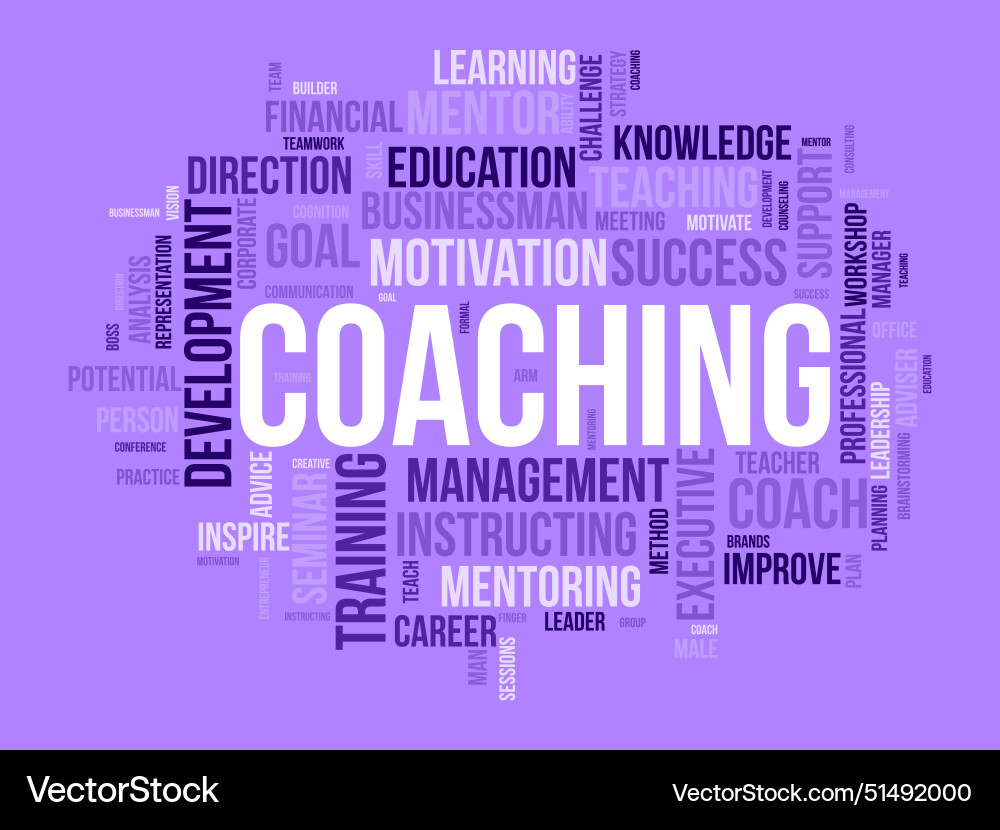 Coaching word cloud template support concept Vector Image