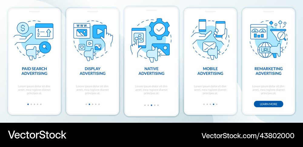 Digital Advertising Onboarding Flow Royalty Free Vector