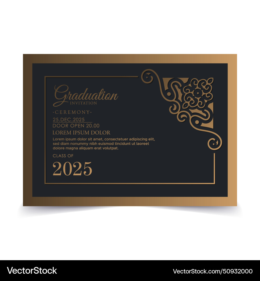 Elegant dark graduation invitation template Vector Image