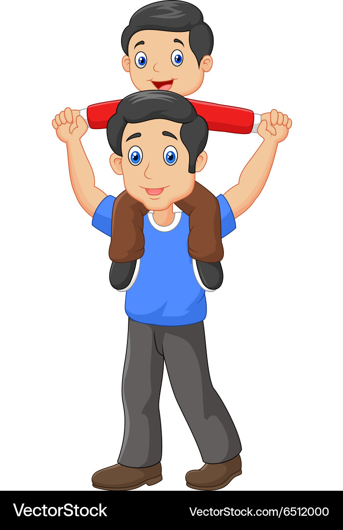 Father Carrying Son on Piggyback Royalty Free Vector Image