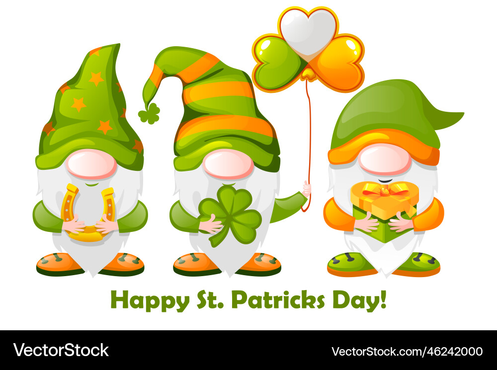 Irish gnomes happy st patricks day Royalty Free Vector Image