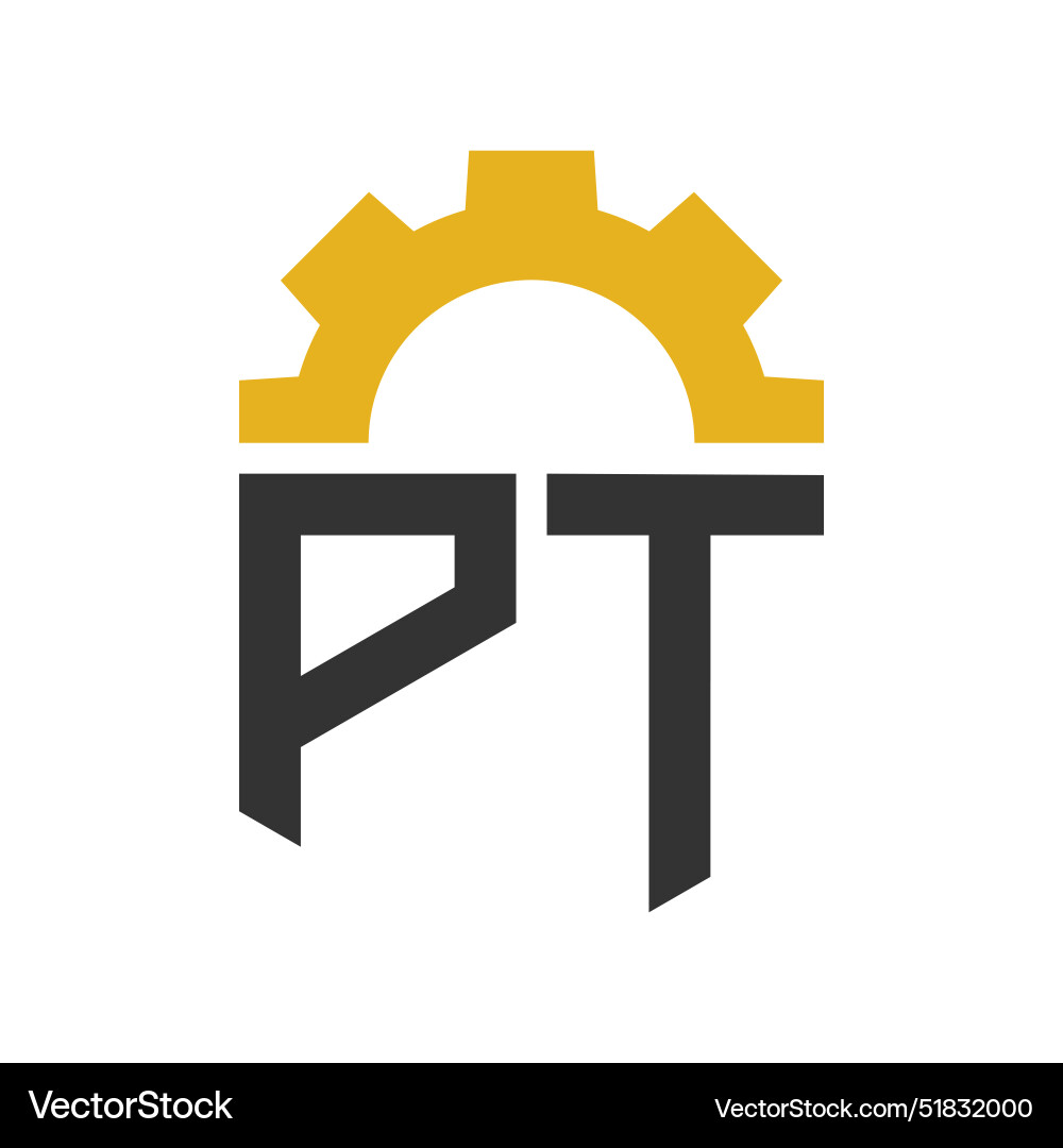 Letter pt gear logo design for service center Vector Image