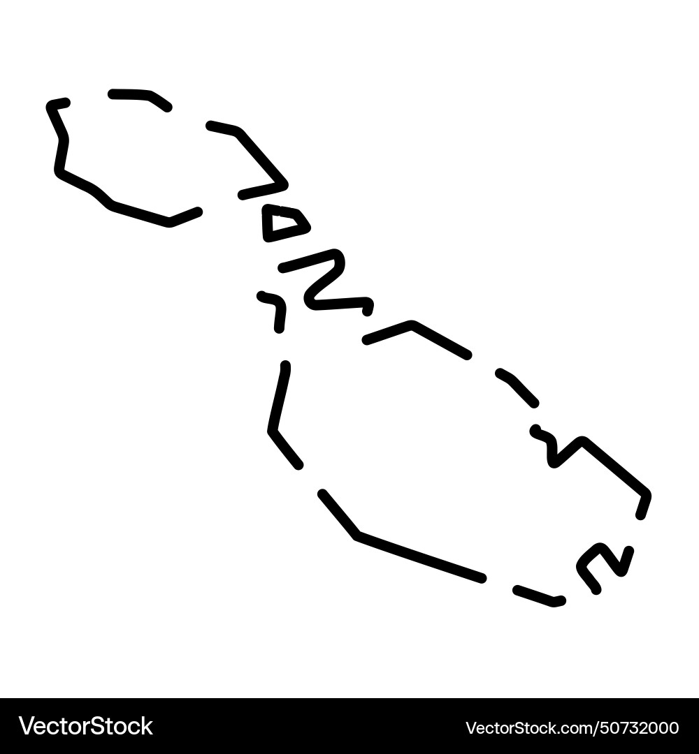 Malta simplified broken outline map Royalty Free Vector