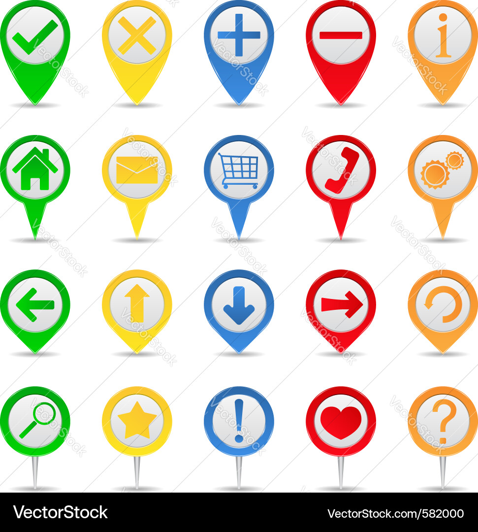 Map markers Royalty Free Vector Image - VectorStock