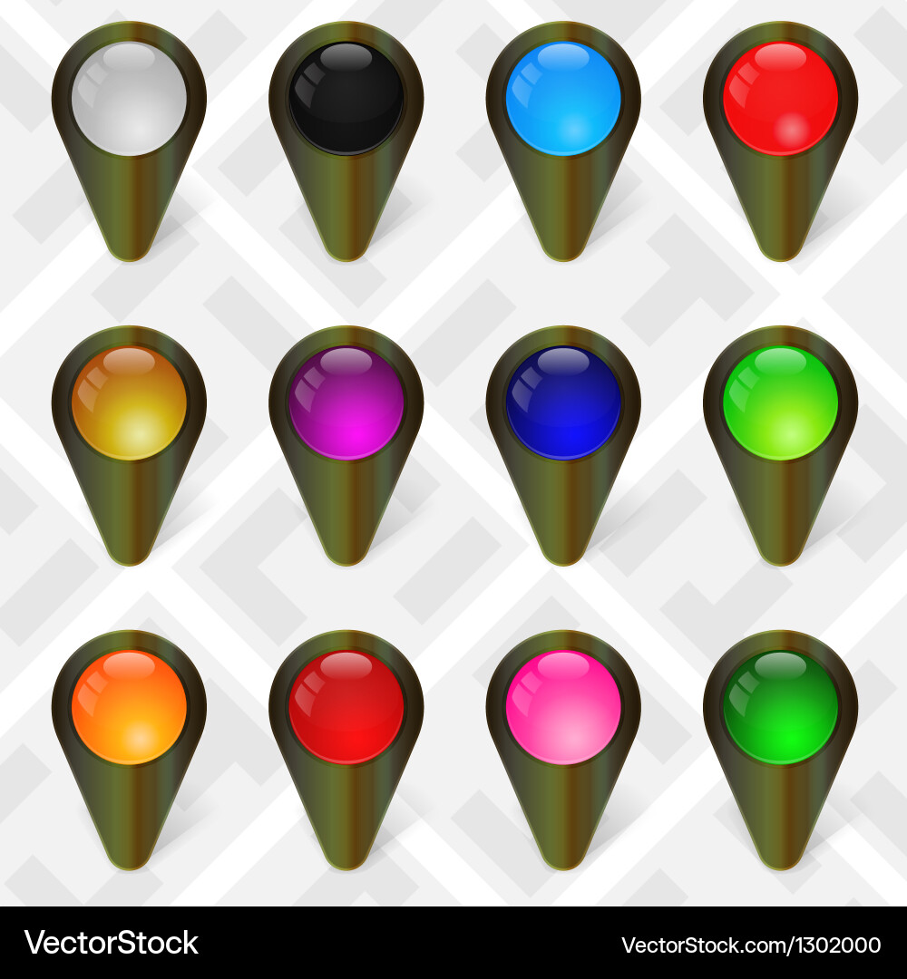 Military map markers gps pointers set 4 Royalty Free Vector