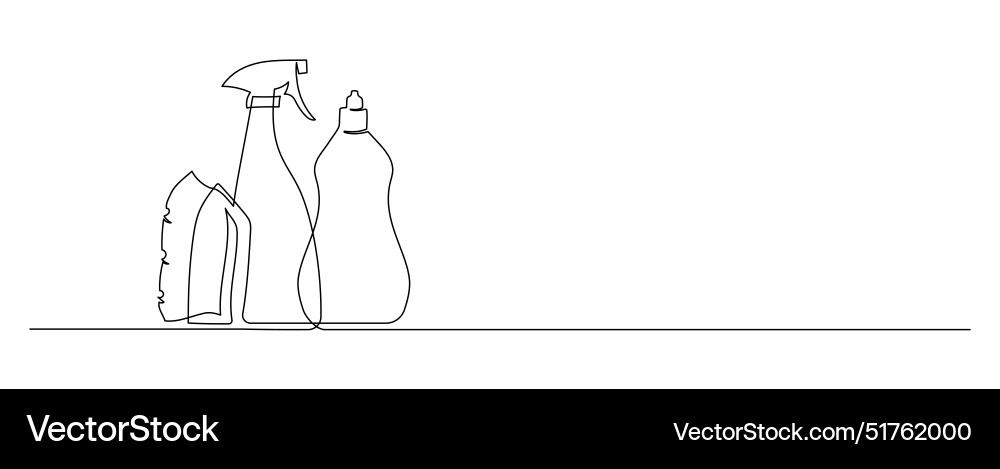 One continuous line drawing of cleaning service Vector Image