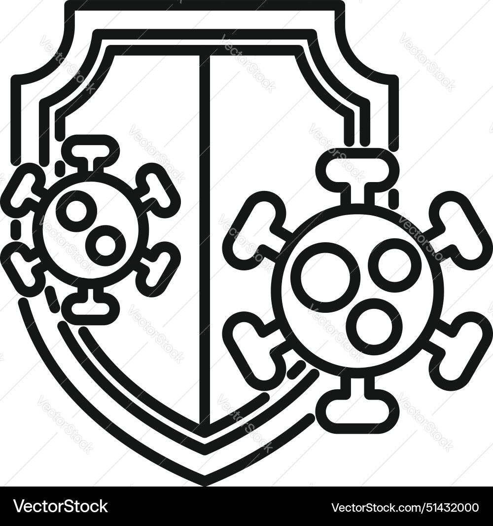 Protection shield against viruses line art Vector Image