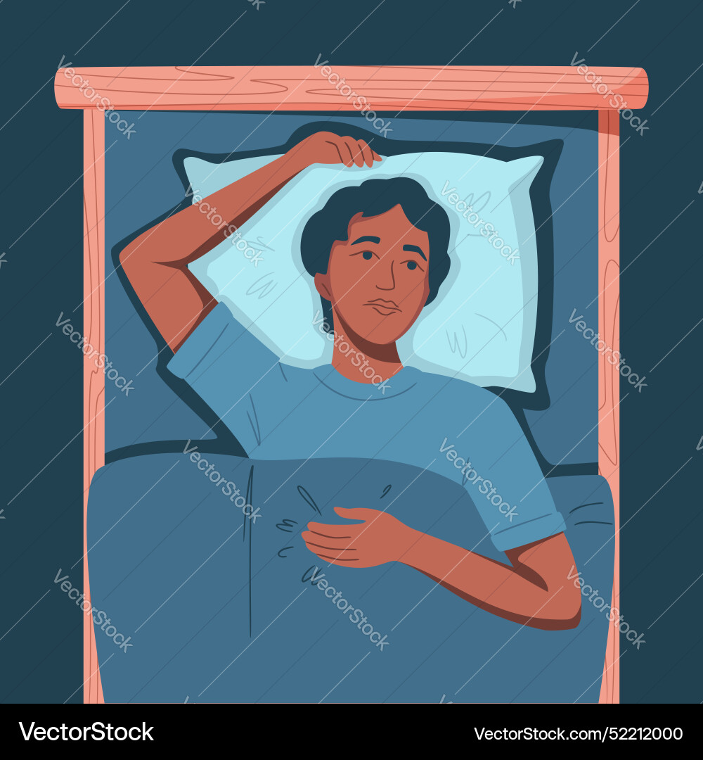 Sleep disorder insomnia sleeplessness young tired Vector Image