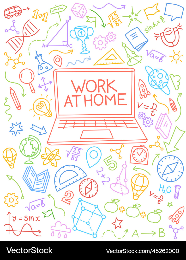 Work at home banner freelance job color Royalty Free Vector