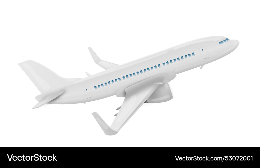 3d white glossy commercial jet airplane take off Vector Image
