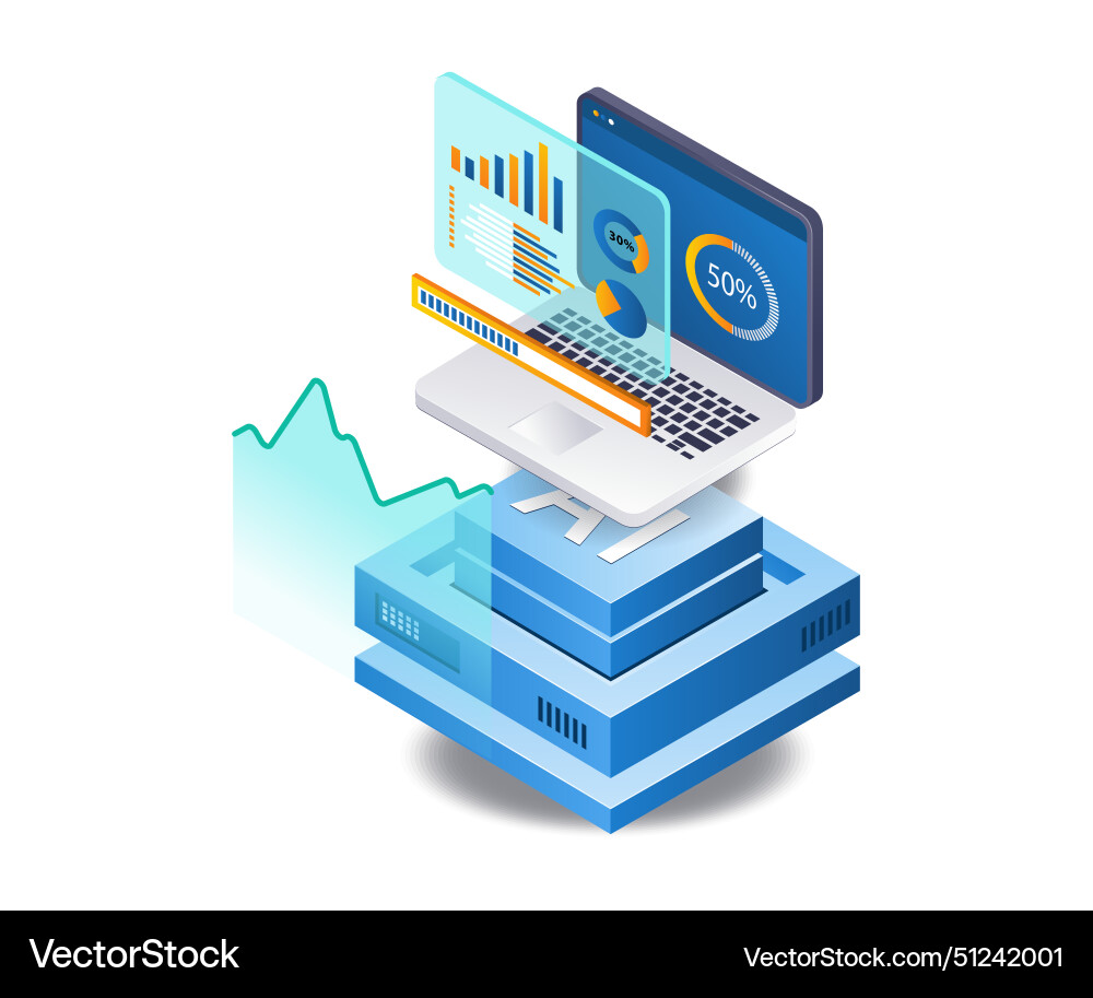 Ai server analyst technology infographic 3d flat Vector Image