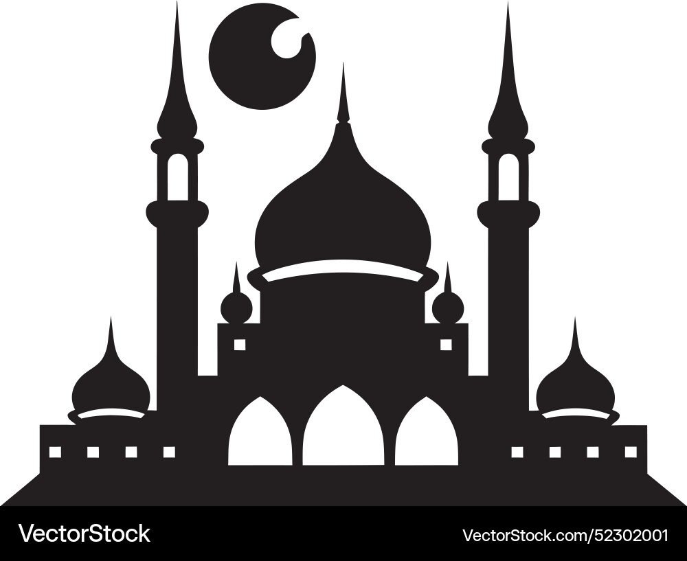 Chic minimalism black mosque silhouetteartistic Vector Image
