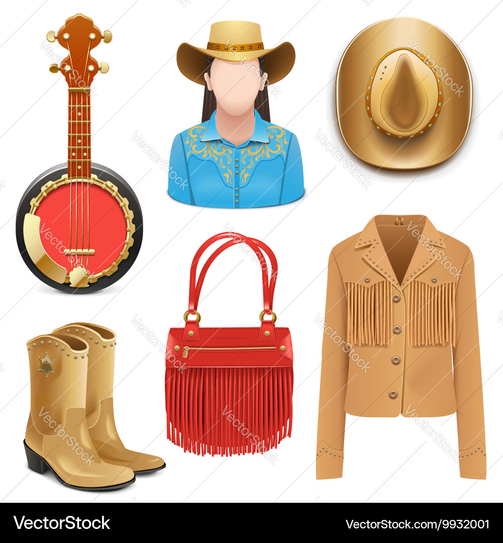 Cowboy female accessories Royalty Free Vector Image