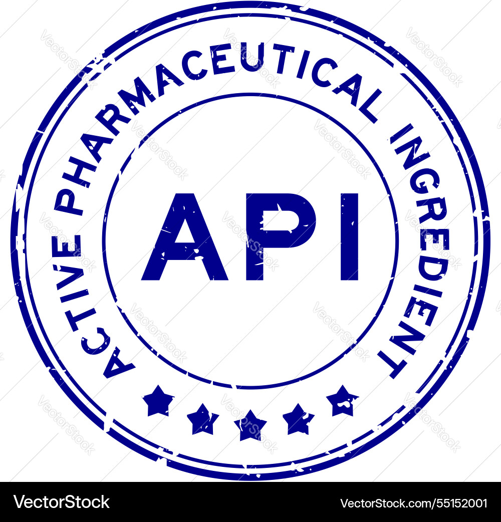Grunge blue api active pharmaceutical ingredient Vector Image