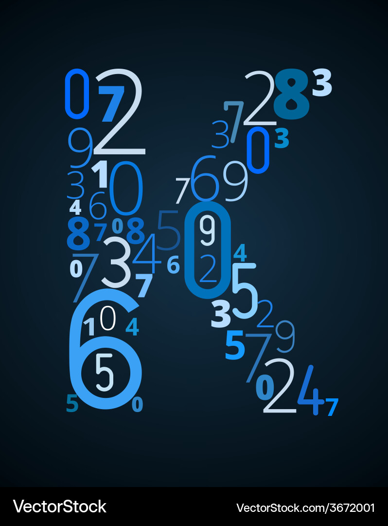 Letter k font from numbers Royalty Free Vector Image