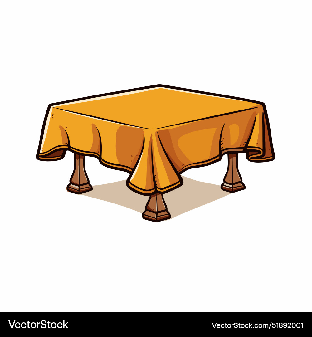 Orange table cartoon with tablecloth and wooden Vector Image