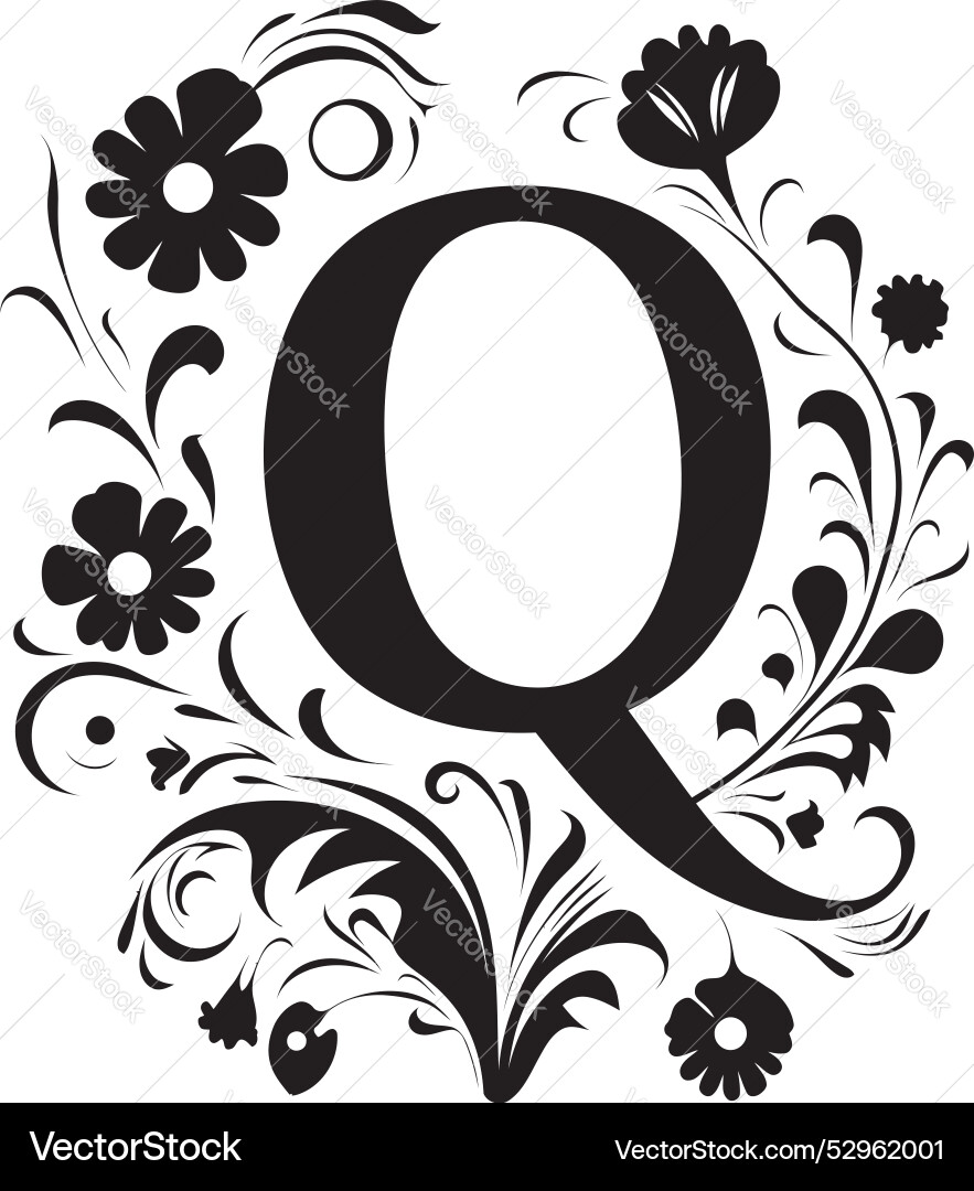 Quintessential flourish elegant font q art Vector Image