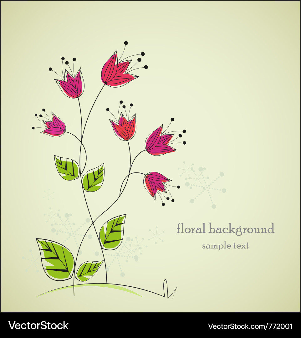 Separate drawing flowers with space for text Vector Image