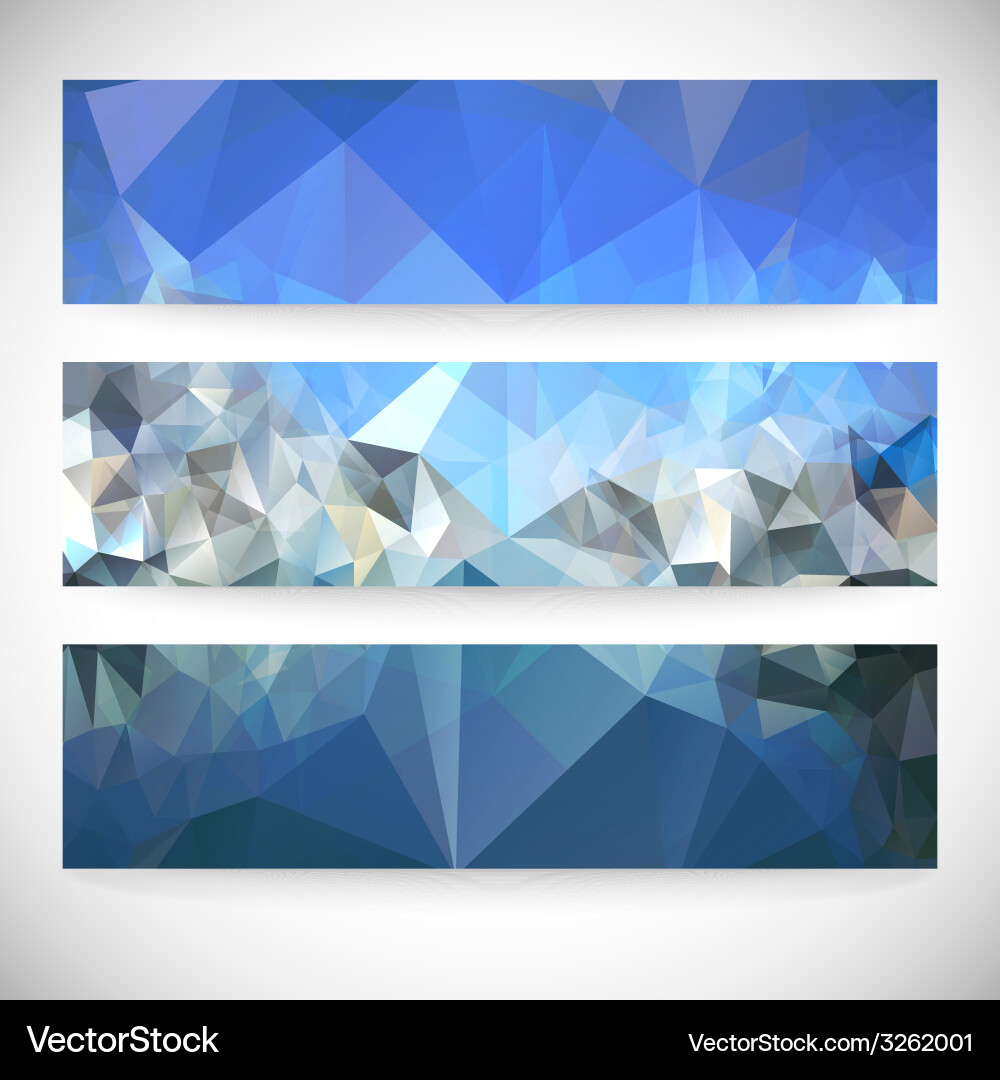 Set of blue abstract backgrounds triangle design Vector Image