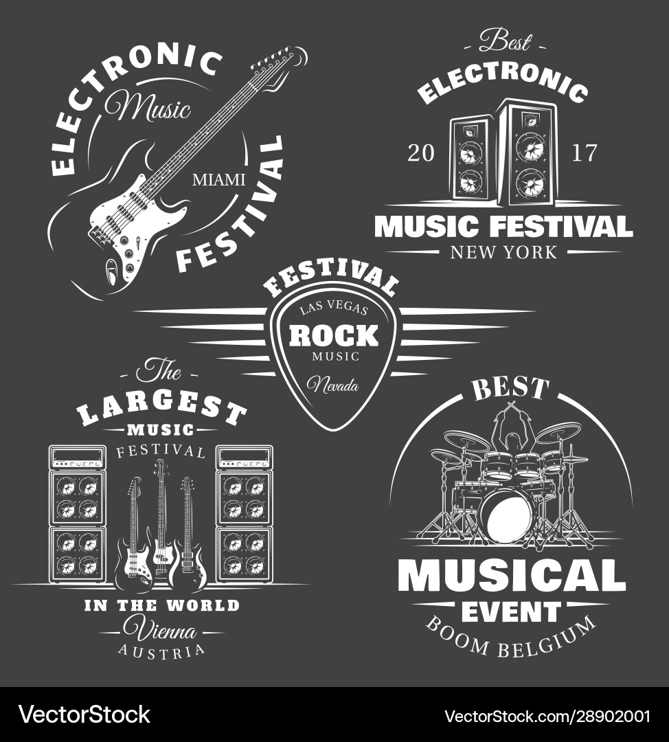 Set vintage musical labels Royalty Free Vector Image
