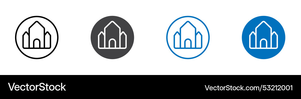 Temple icon flat editable mark set Royalty Free Vector Image