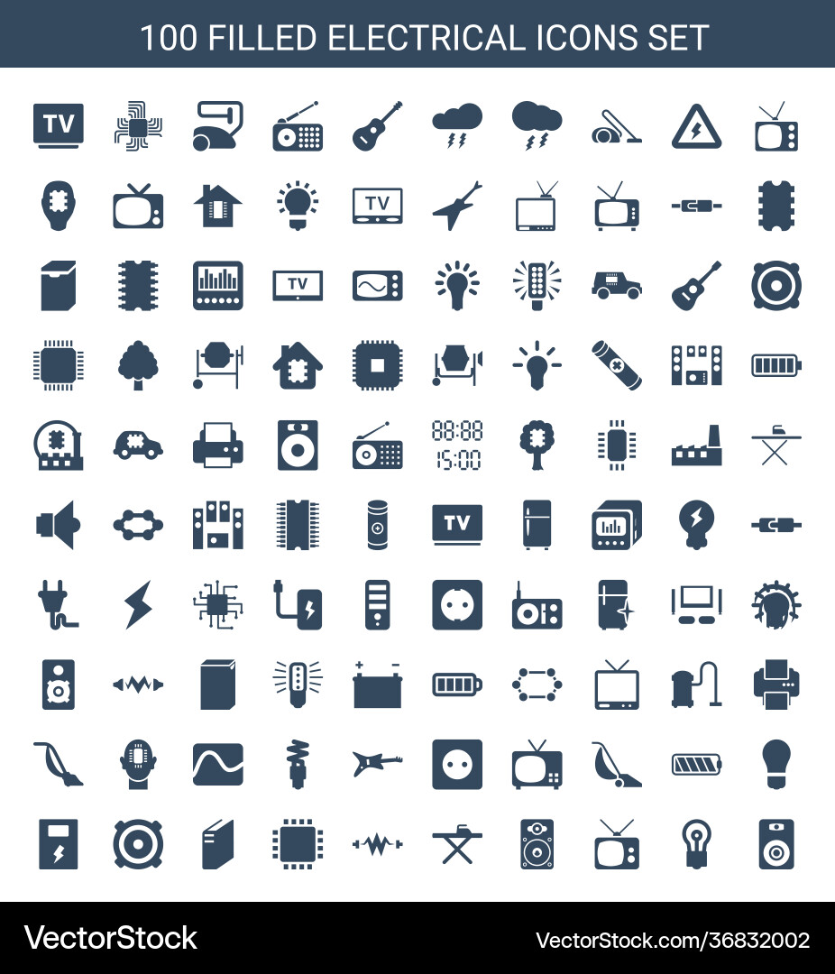 100 electrical icons Royalty Free Vector Image