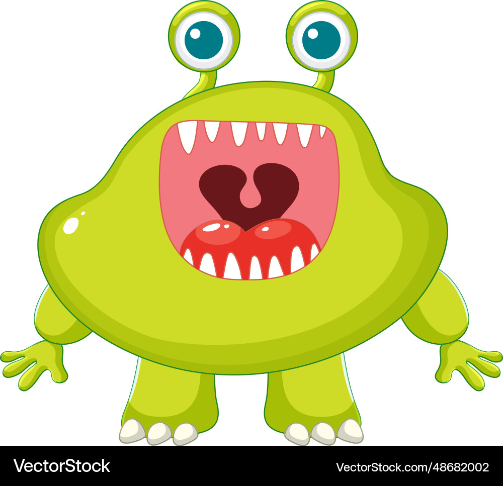 Adorable green alien monsters with big eyes Vector Image