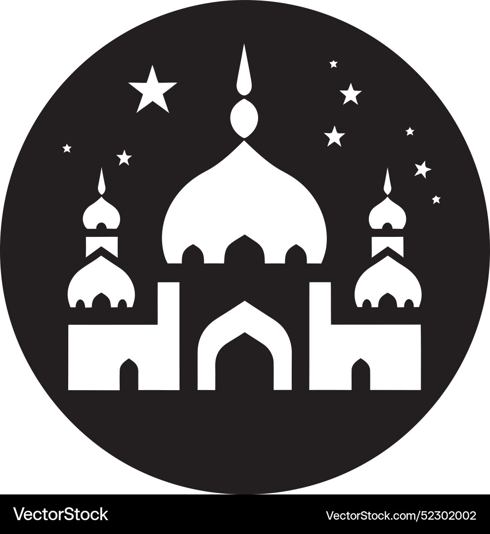Artistic rendition black mosque graphicstunning Vector Image