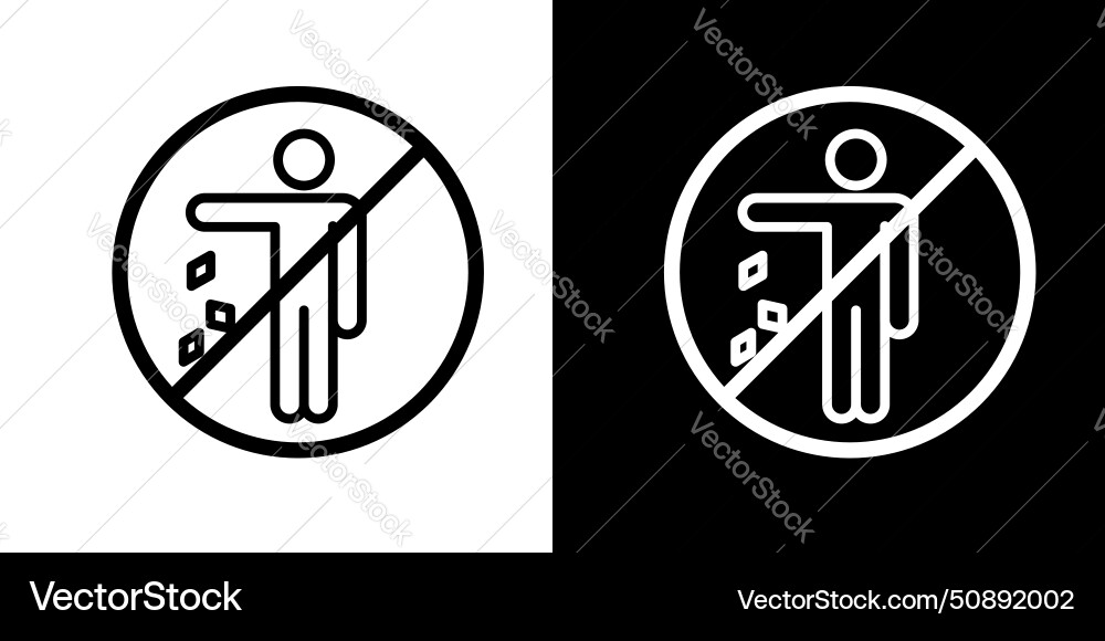 Do not litter sign icon set garbage throw clean Vector Image